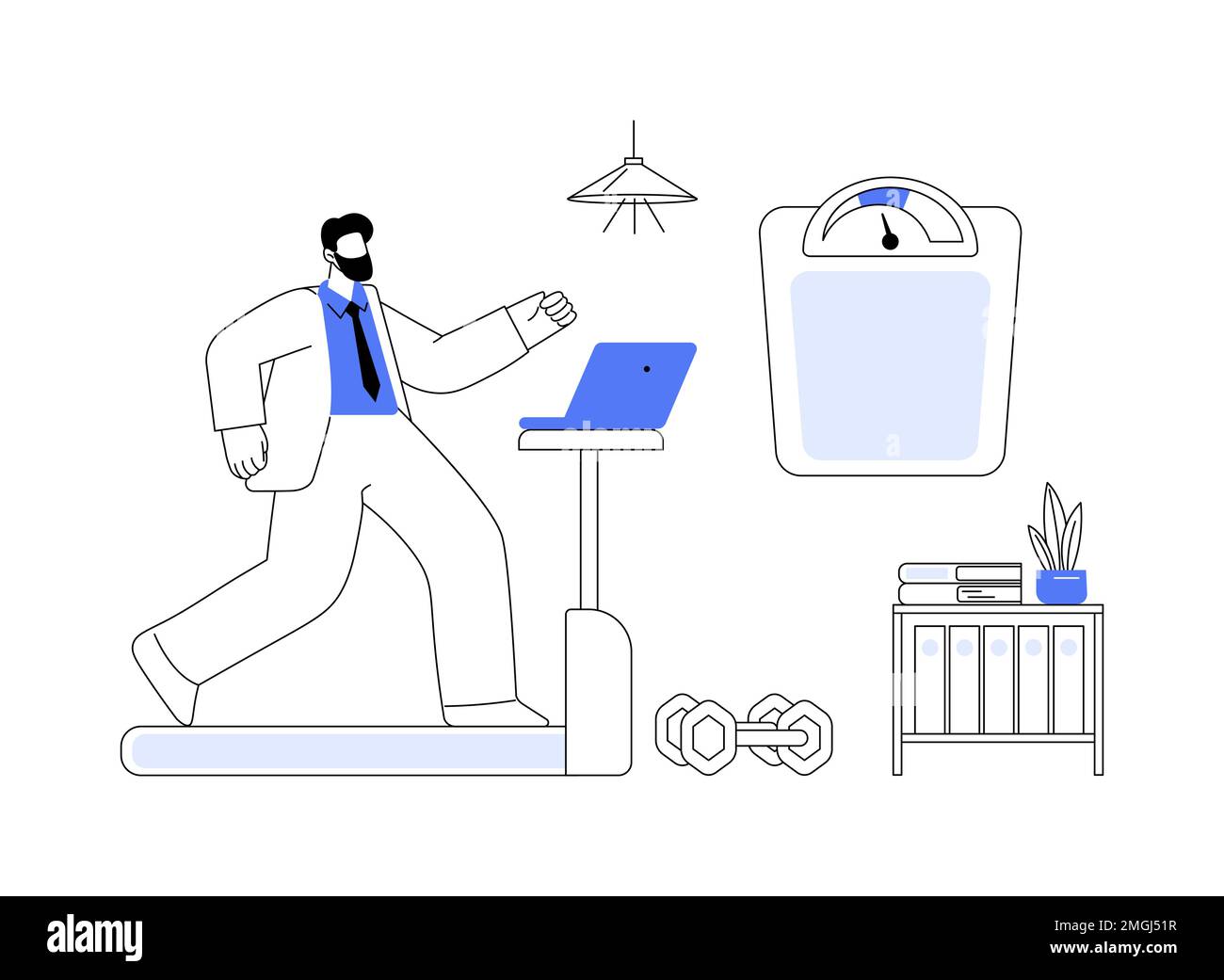 Fitness-focused workspace abstract concept vector illustration Stock ...