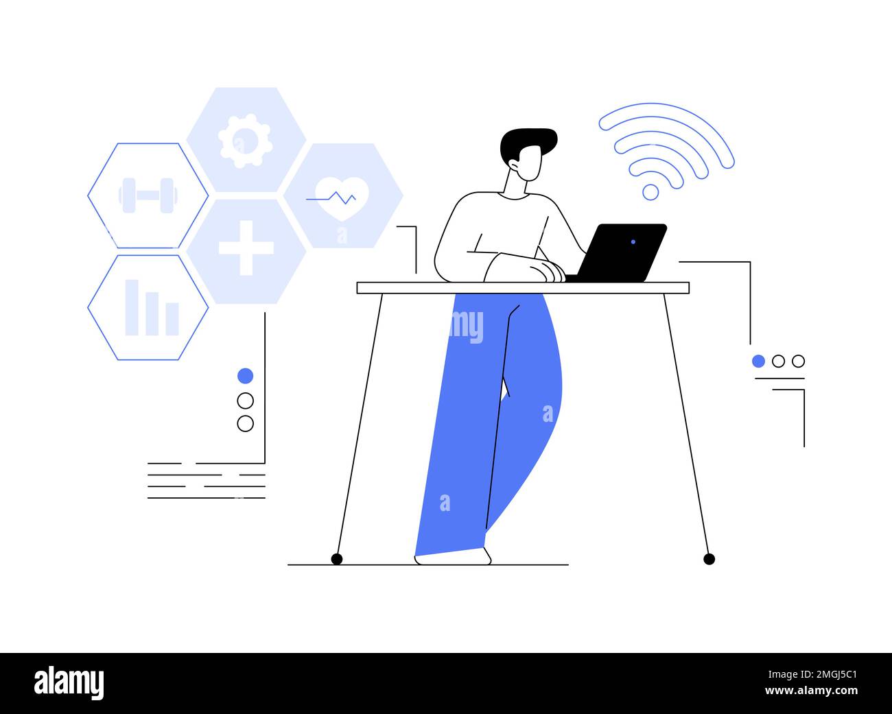 Health-focused IOT desks abstract concept vector illustration Stock ...