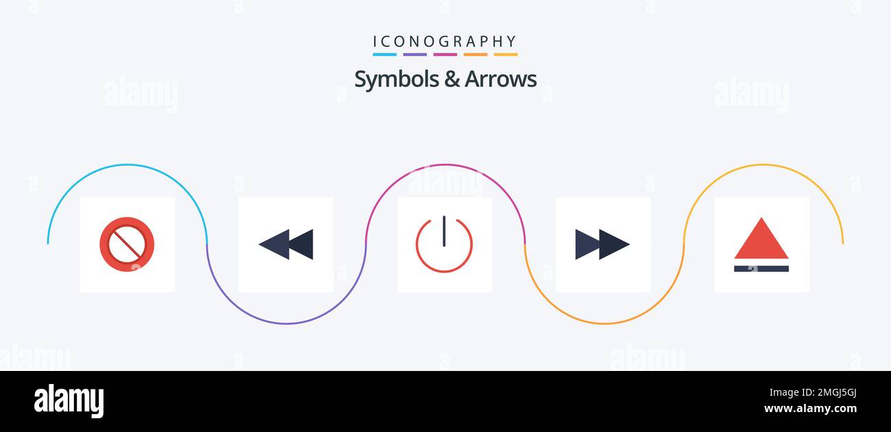 Symbols and Arrows Flat 5 Icon Pack Including . forward Stock Vector ...