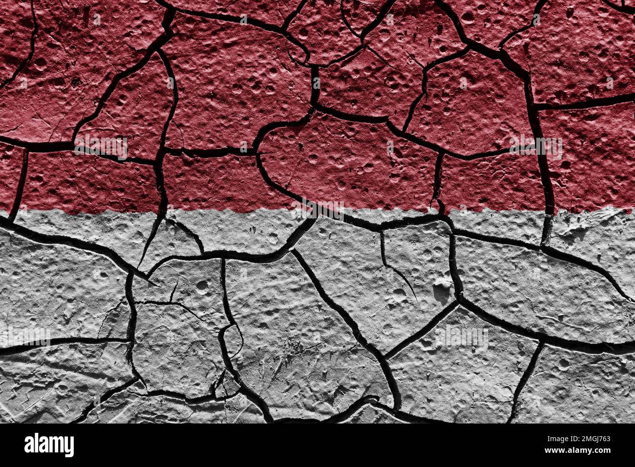 Indonesia flag on a mud texture of dry crack on the ground Stock Photo ...