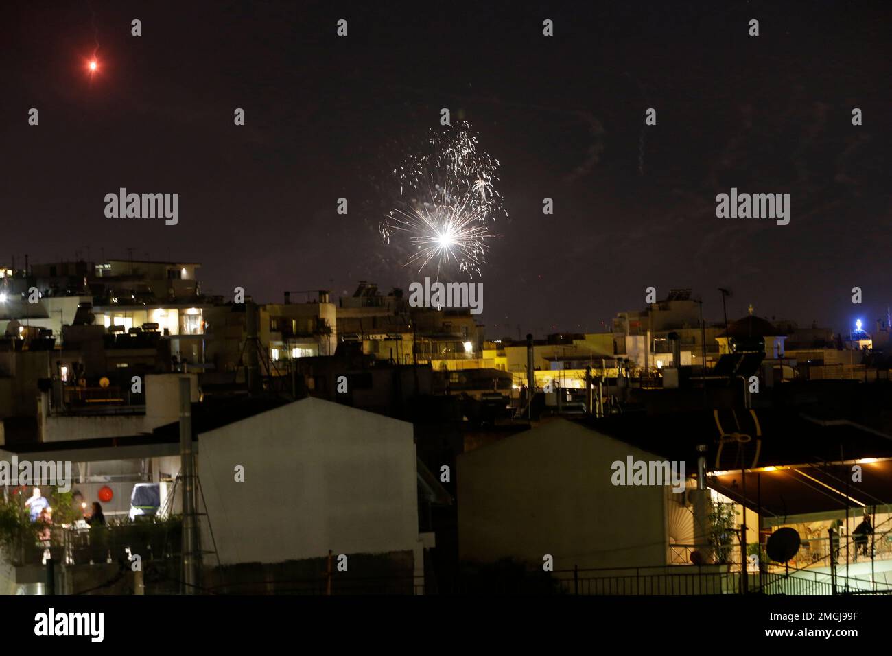 Fireworks explode over Athens, during Greek Orthodox Easter ...