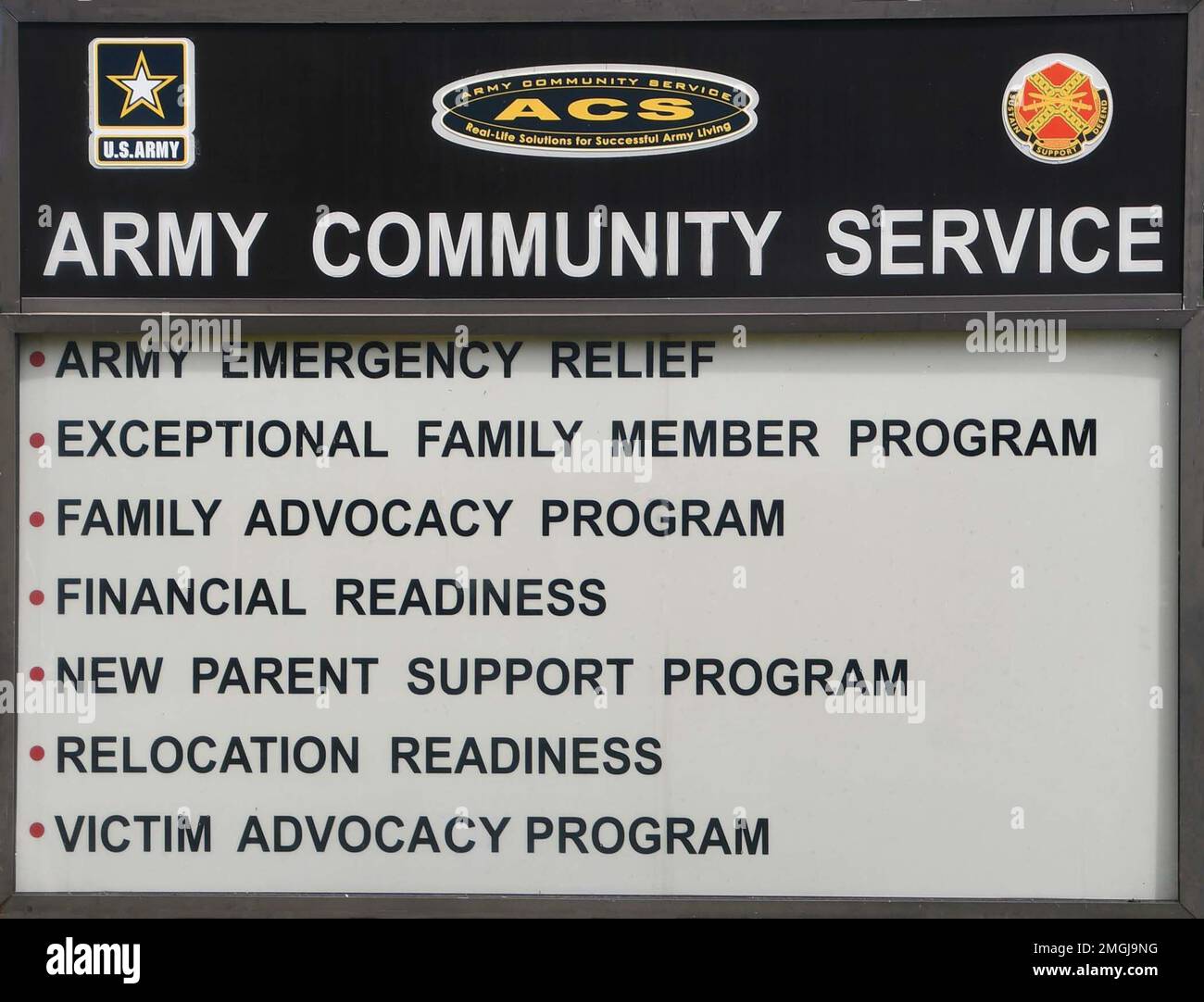 The sign in front of Fort Polk's Army Community Service building lists ...