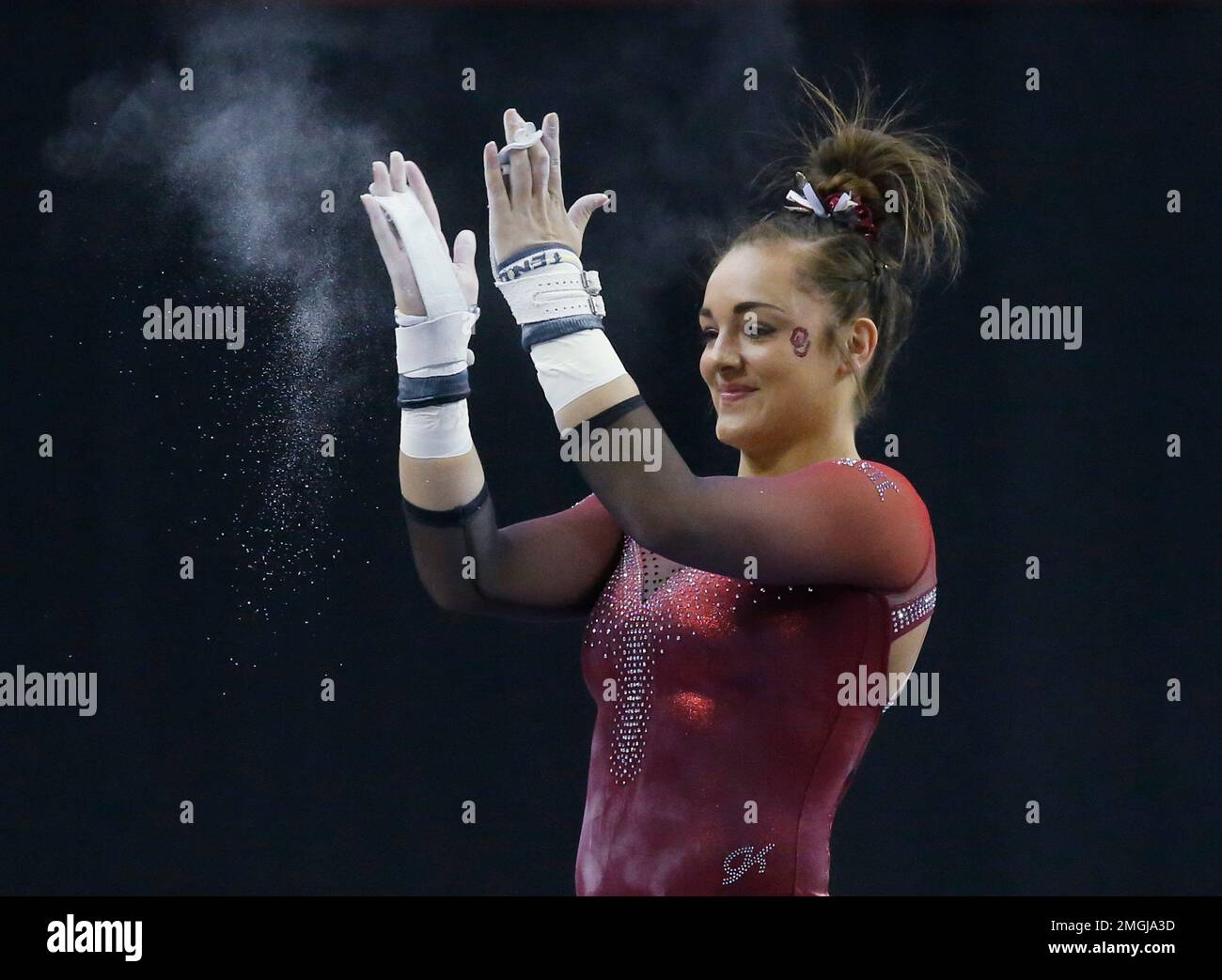 FILE - In this Feb. 16, 2019, file photo, Oklahoma gymnast Maggie ...