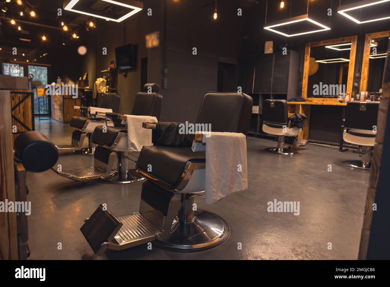 Picture of a luxury barbershop with nice interior Stock Photo - Alamy