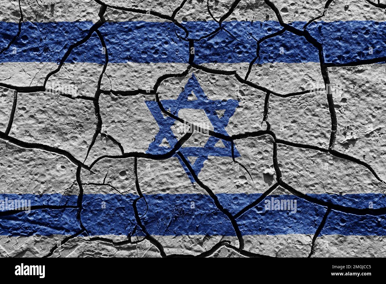 Israel flag on a mud texture of dry crack on the ground Stock Photo - Alamy