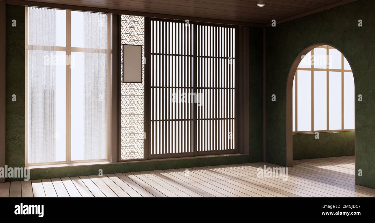 Empty - Clean green modern room japanese style Stock Photo - Alamy