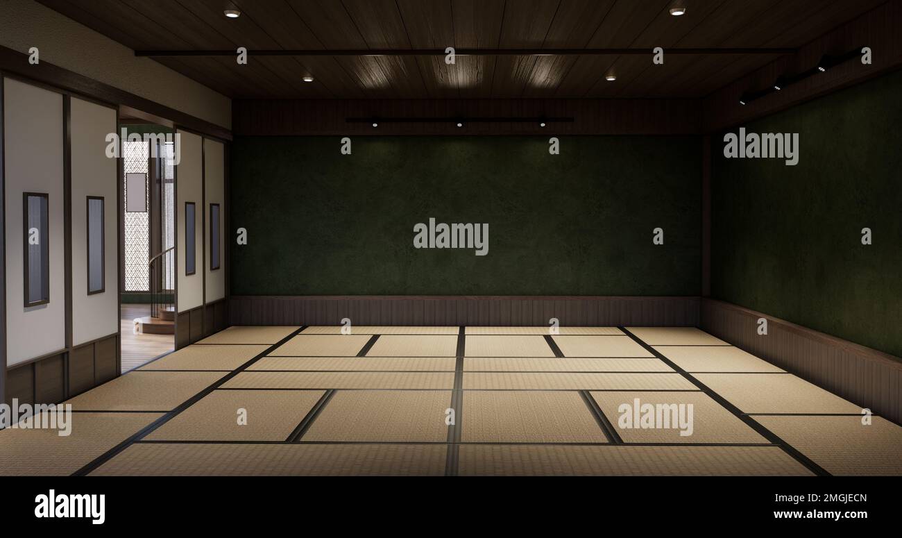 Empty - Clean green modern room japanese style Stock Photo - Alamy