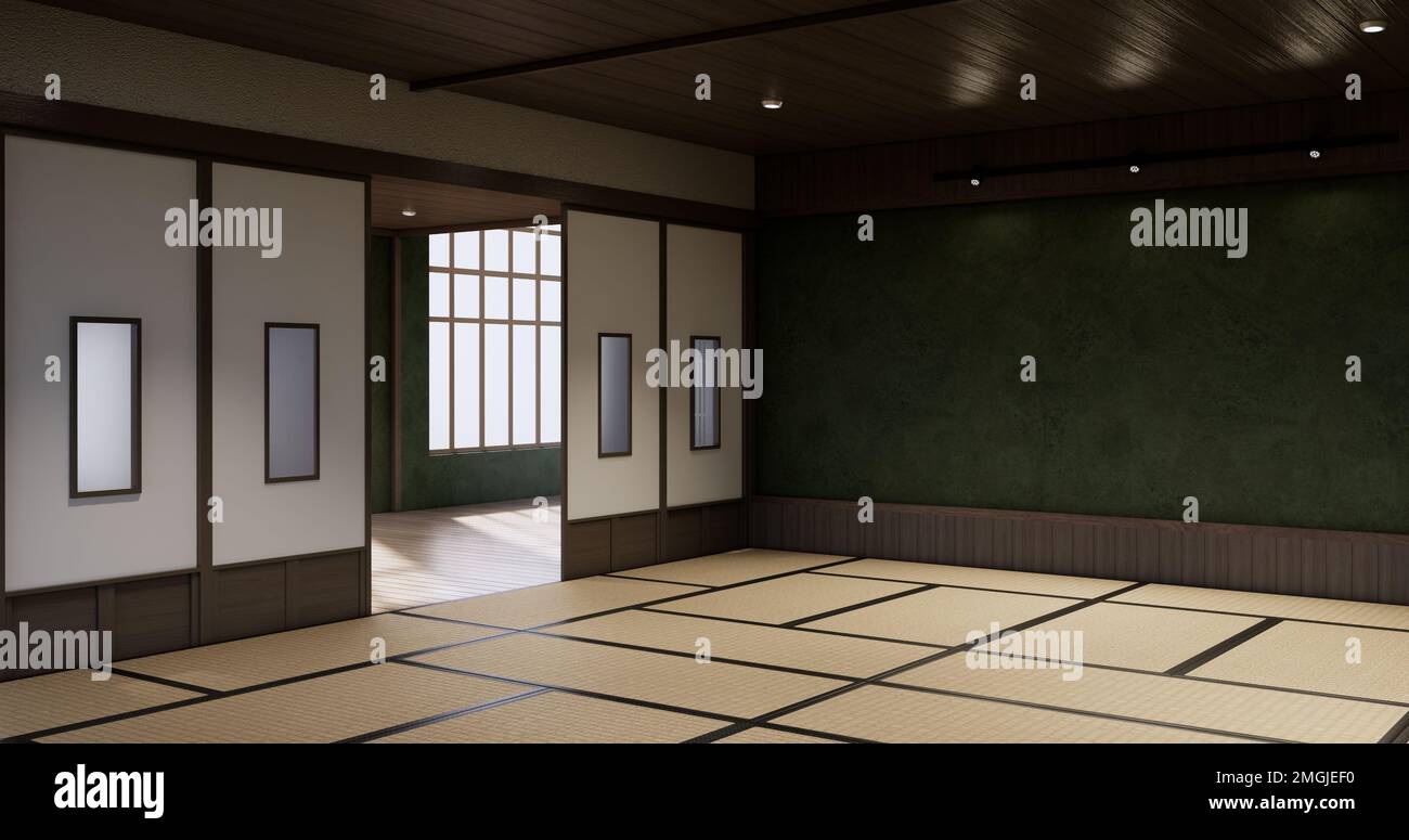 Empty - Clean green modern room japanese style Stock Photo - Alamy