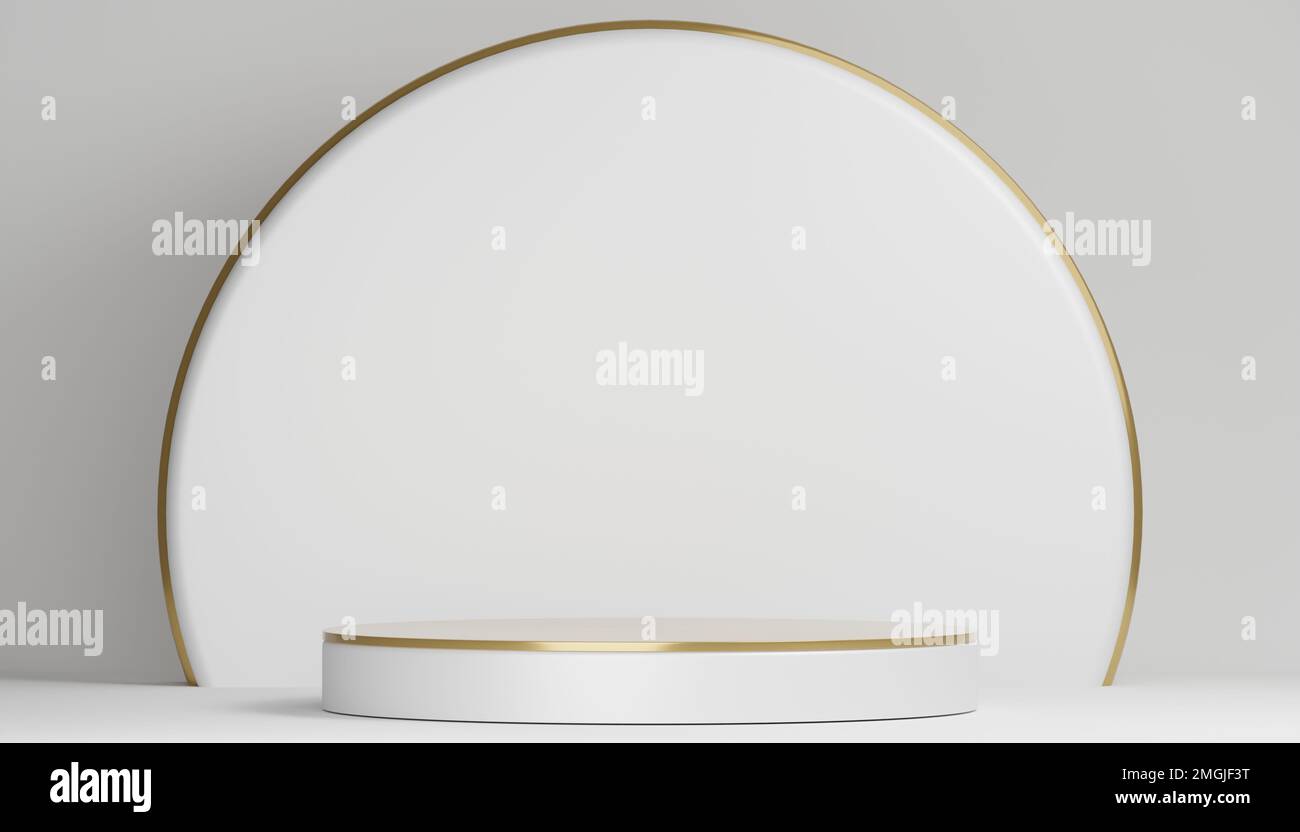 white podium show cosmetic product geometric Stock Photo - Alamy