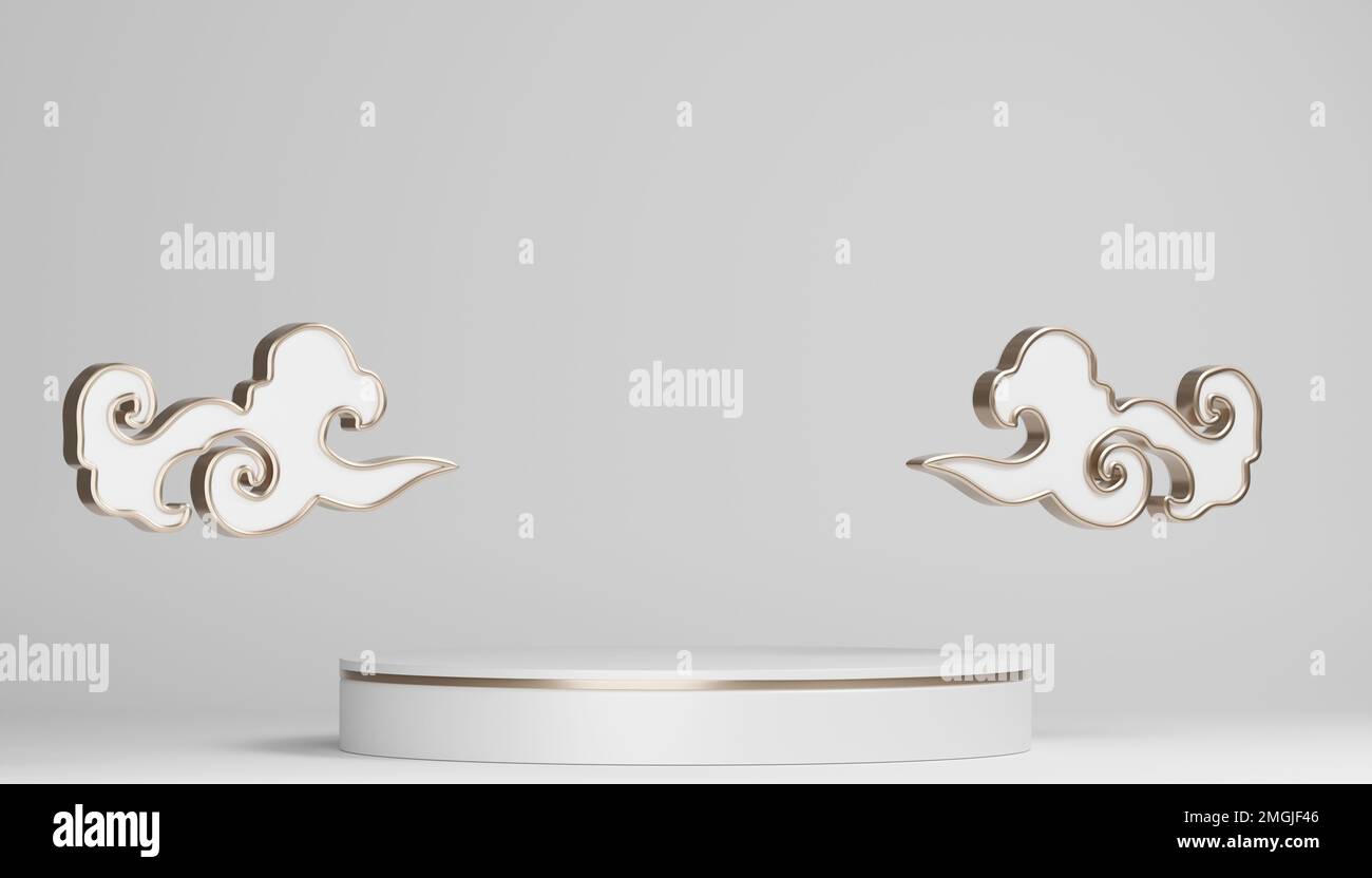 white podium show cosmetic product geometric Stock Photo - Alamy