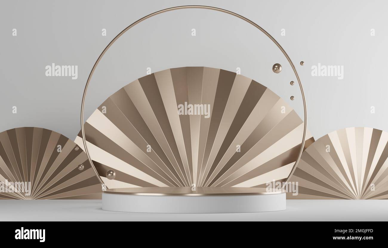 white podium show cosmetic product geometric Stock Photo - Alamy