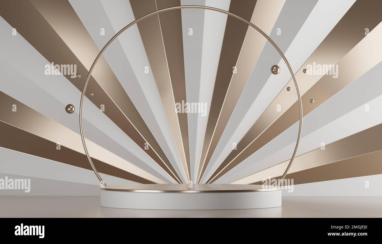 white podium show cosmetic product geometric Stock Photo - Alamy