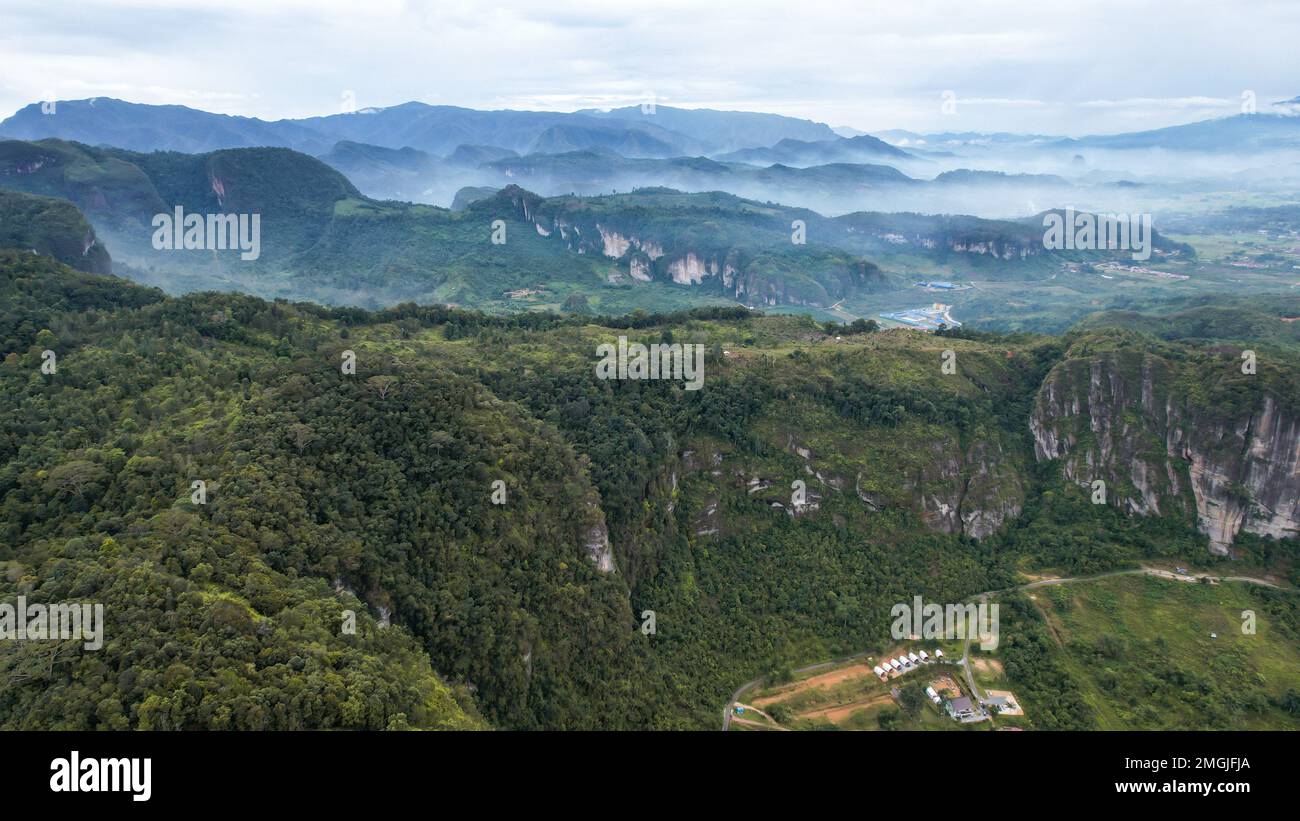 Aerial view of a beautiful landscape view of Harau Valley with ...