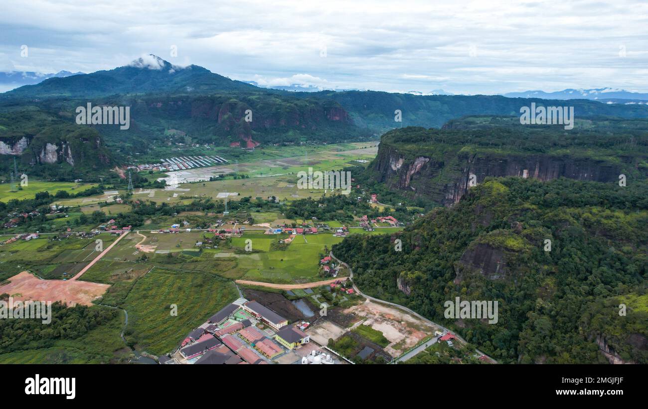 Aerial view of a beautiful landscape view of Harau Valley with ...