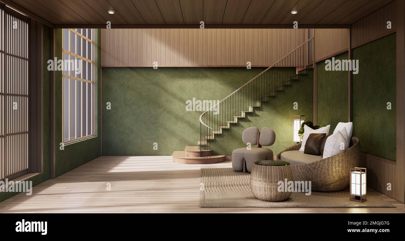 Modern room interior wabisabi style and sofa and decoration japanese ...