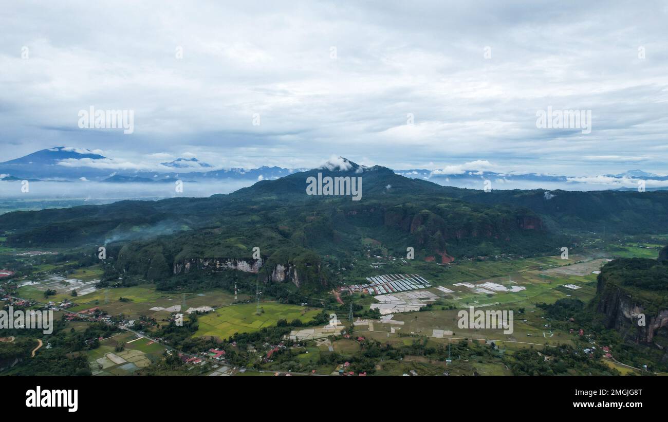 Aerial view of a beautiful landscape view of Harau Valley with ...
