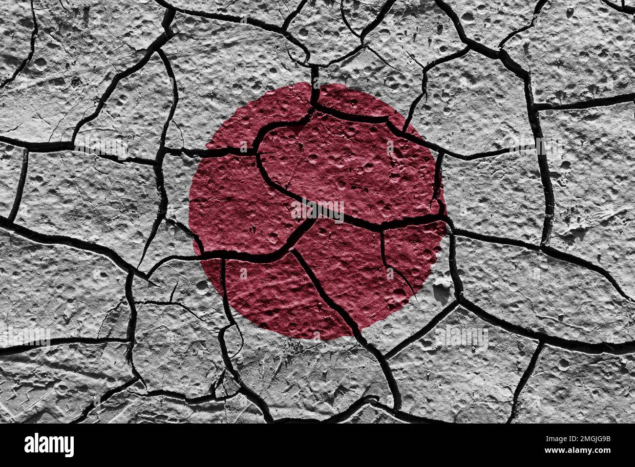 Japan flag on a mud texture of dry crack on the ground Stock Photo - Alamy