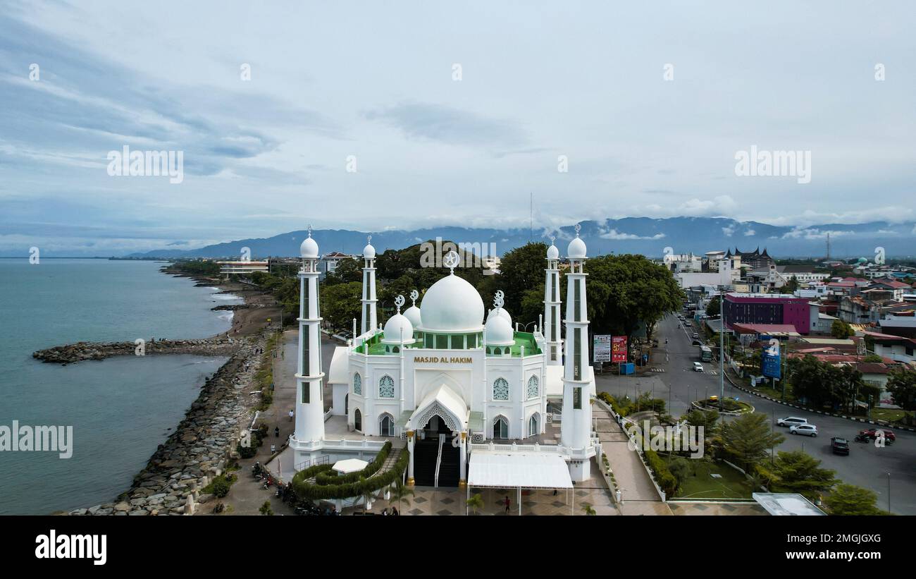 Aerial view of Al-Hakim Mosque Largest Masjid in Padang, Ramadan Eid ...