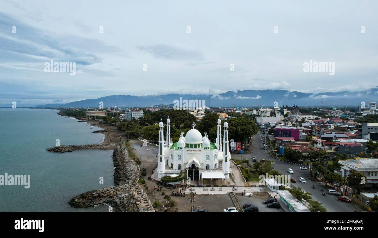 Aerial view of Al-Hakim Mosque Largest Masjid in Padang, Ramadan Eid ...