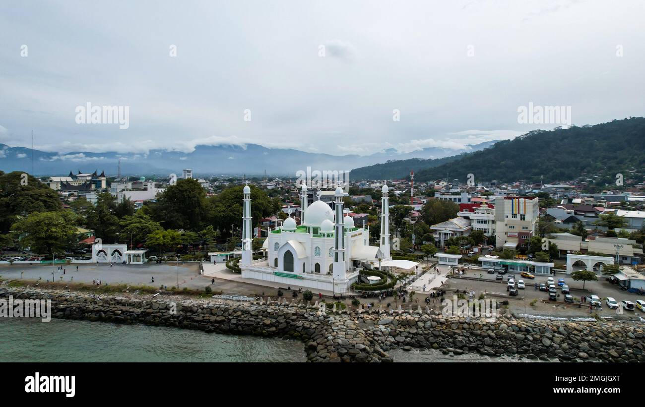Aerial view of Al-Hakim Mosque Largest Masjid in Padang, Ramadan Eid ...