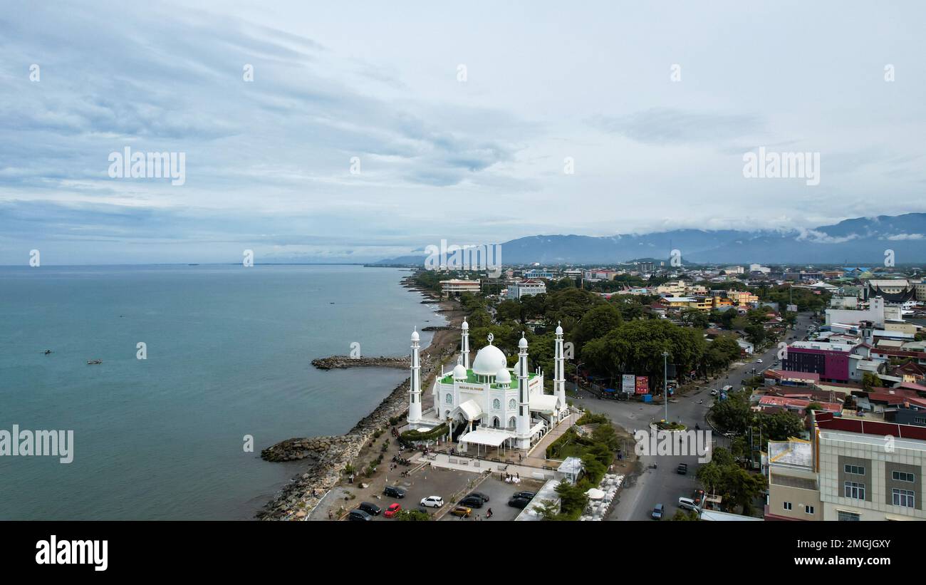 Aerial view of Al-Hakim Mosque Largest Masjid in Padang, Ramadan Eid ...