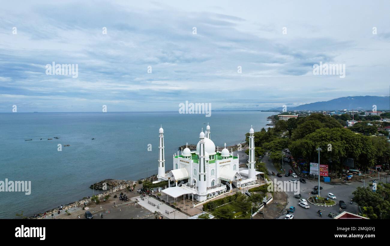 Aerial view of Al-Hakim Mosque Largest Masjid in Padang, Ramadan Eid ...