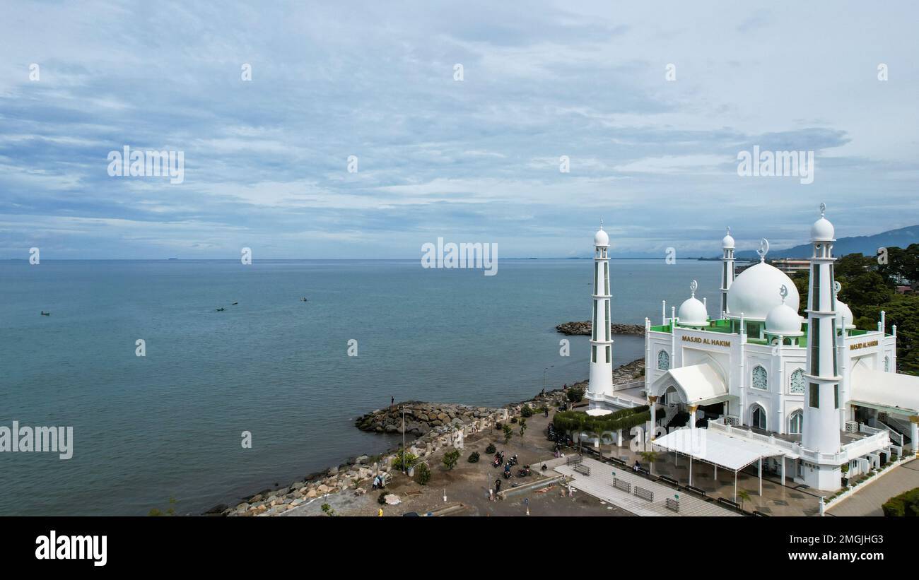 Aerial view of Al-Hakim Mosque Largest Masjid in Padang, Ramadan Eid ...