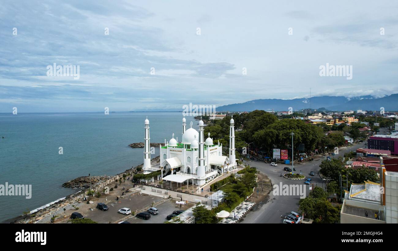 Aerial view of Al-Hakim Mosque Largest Masjid in Padang, Ramadan Eid ...