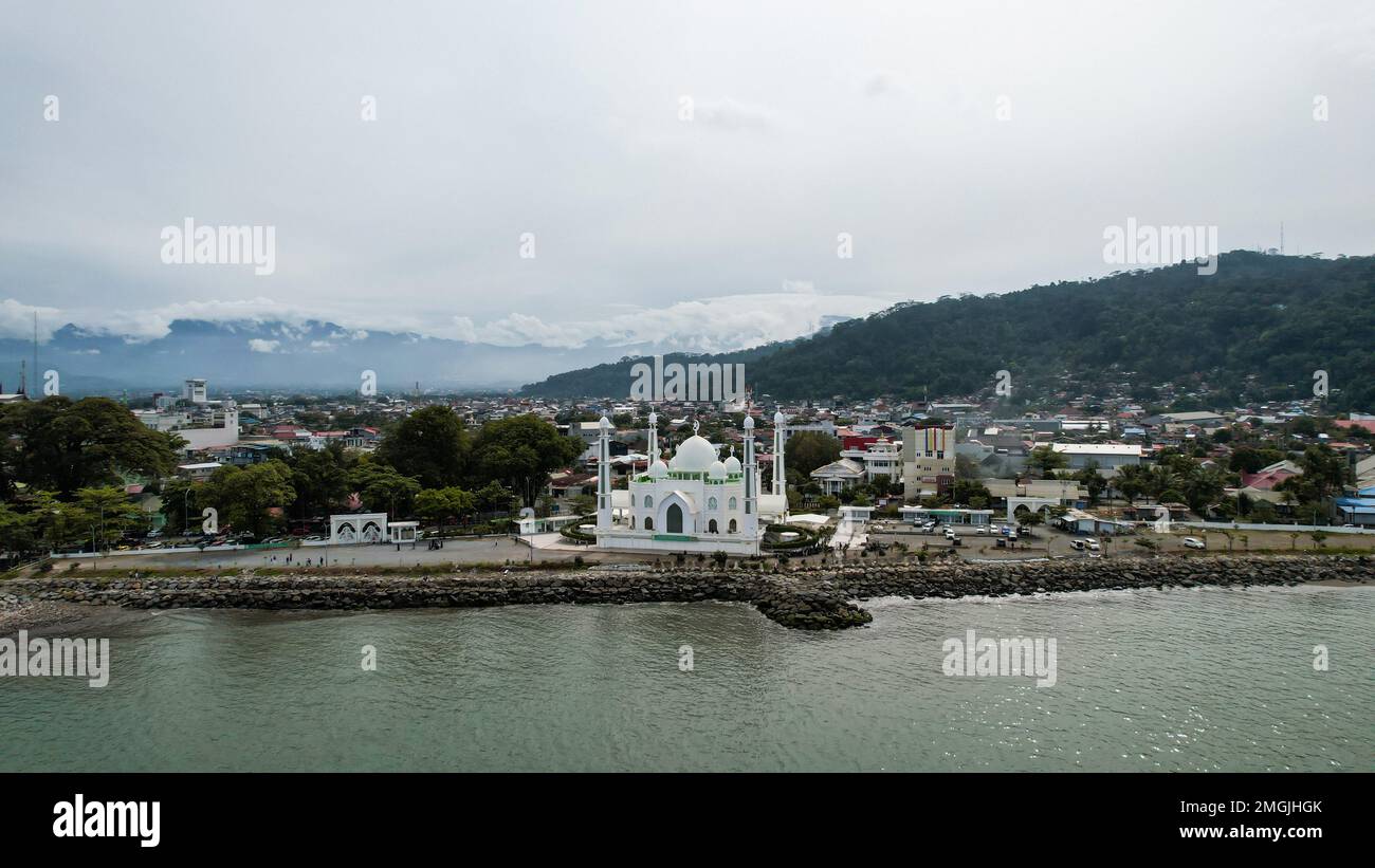 Aerial view of Al-Hakim Mosque Largest Masjid in Padang, Ramadan Eid ...