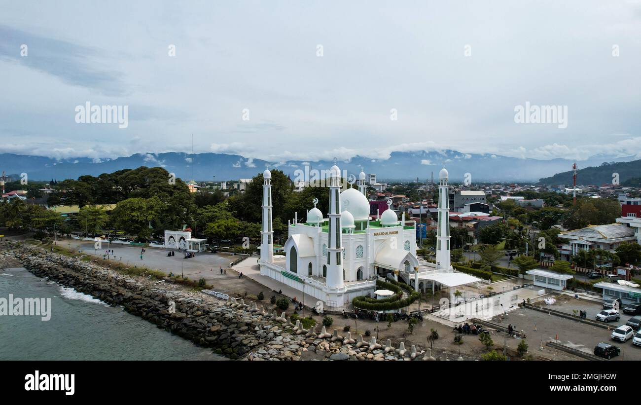 Aerial view of Al-Hakim Mosque Largest Masjid in Padang, Ramadan Eid ...