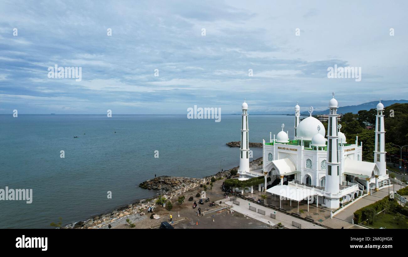 Aerial view of Al-Hakim Mosque Largest Masjid in Padang, Ramadan Eid ...