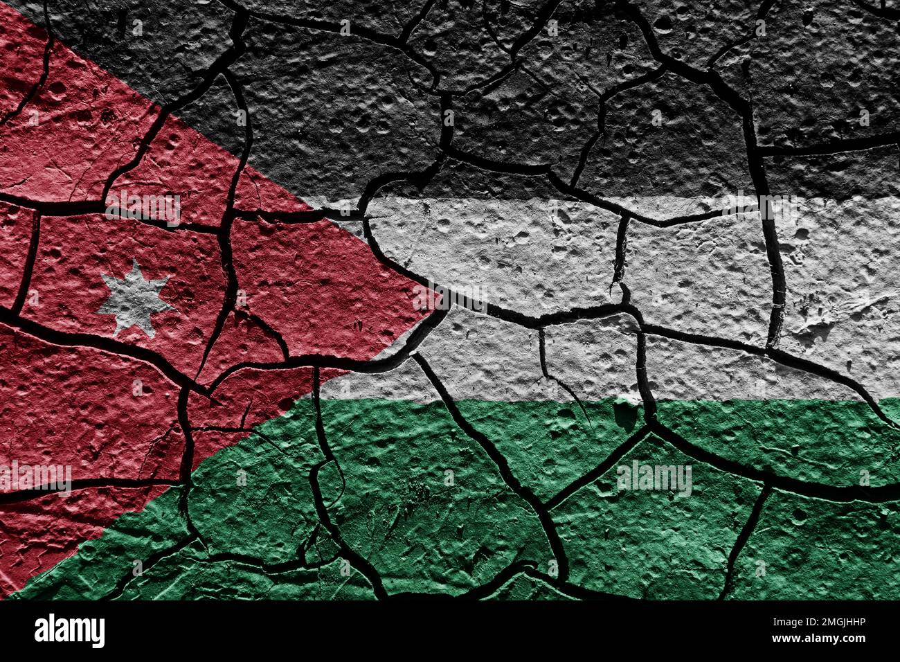 Jordan flag on a mud texture of dry crack on the ground Stock Photo - Alamy