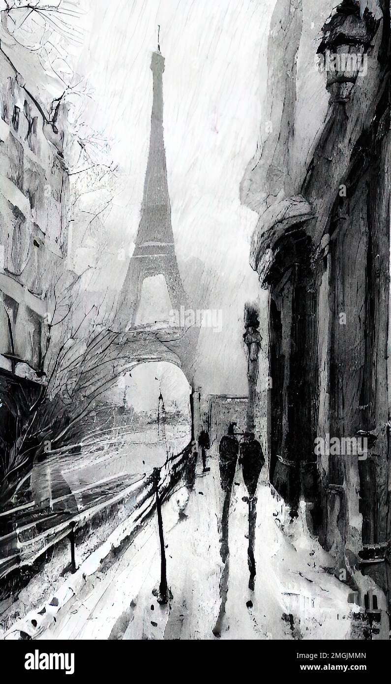 Paris Street Black And White