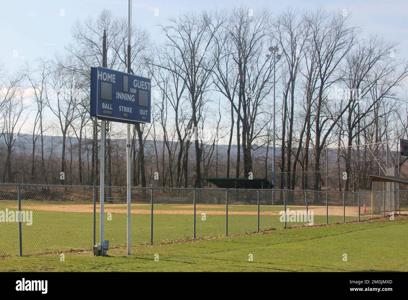 An empty Little League baseball field is shown in Washingtonville, N.Y ...