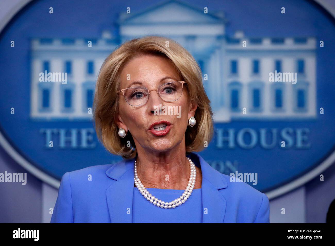 FILE - In this March 27, 2020, file photo, Education Secretary Betsy ...