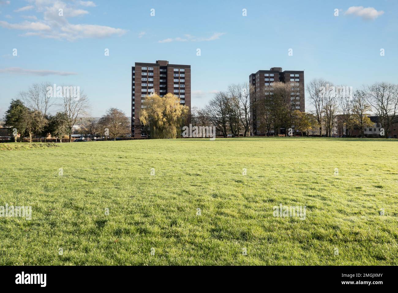 two high rise block of flats next to hanley park stoke on trent Stock ...