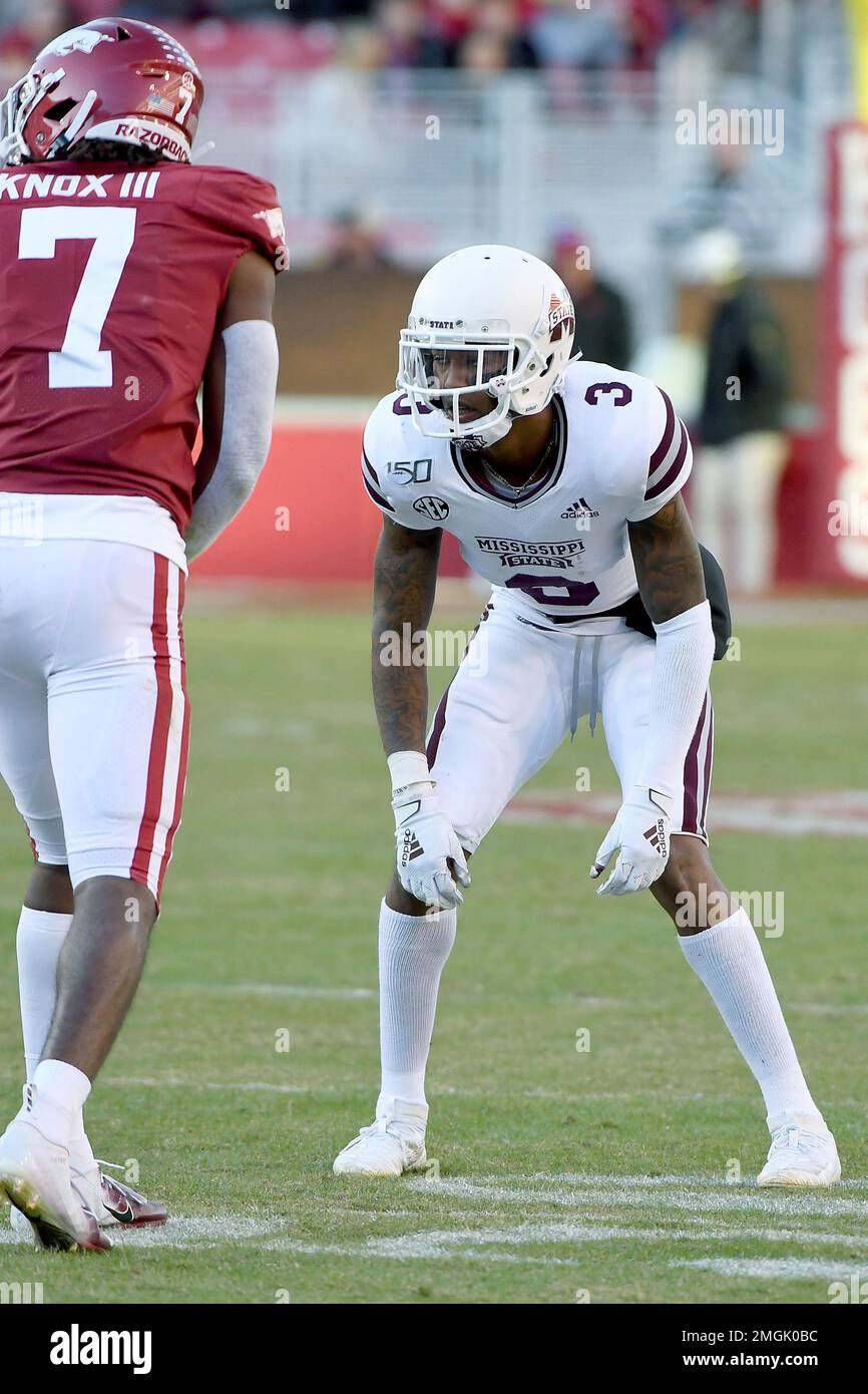 Mississippi State defensive back Cameron Dantzler (3) against Arkansas ...