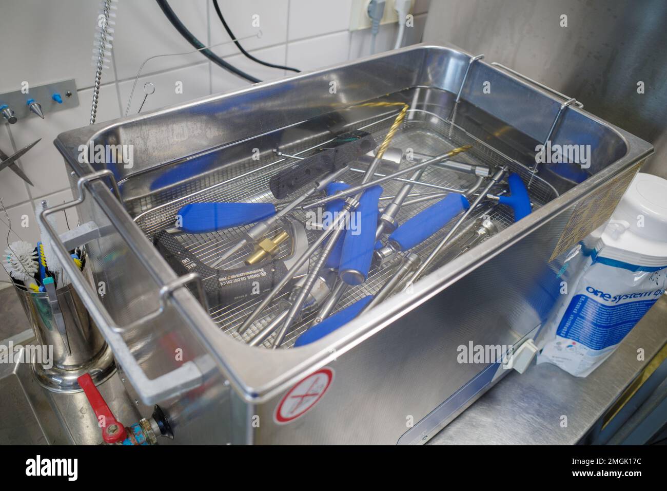 various surgical instruments are cleaned in an ultrasonic bath Stock ...