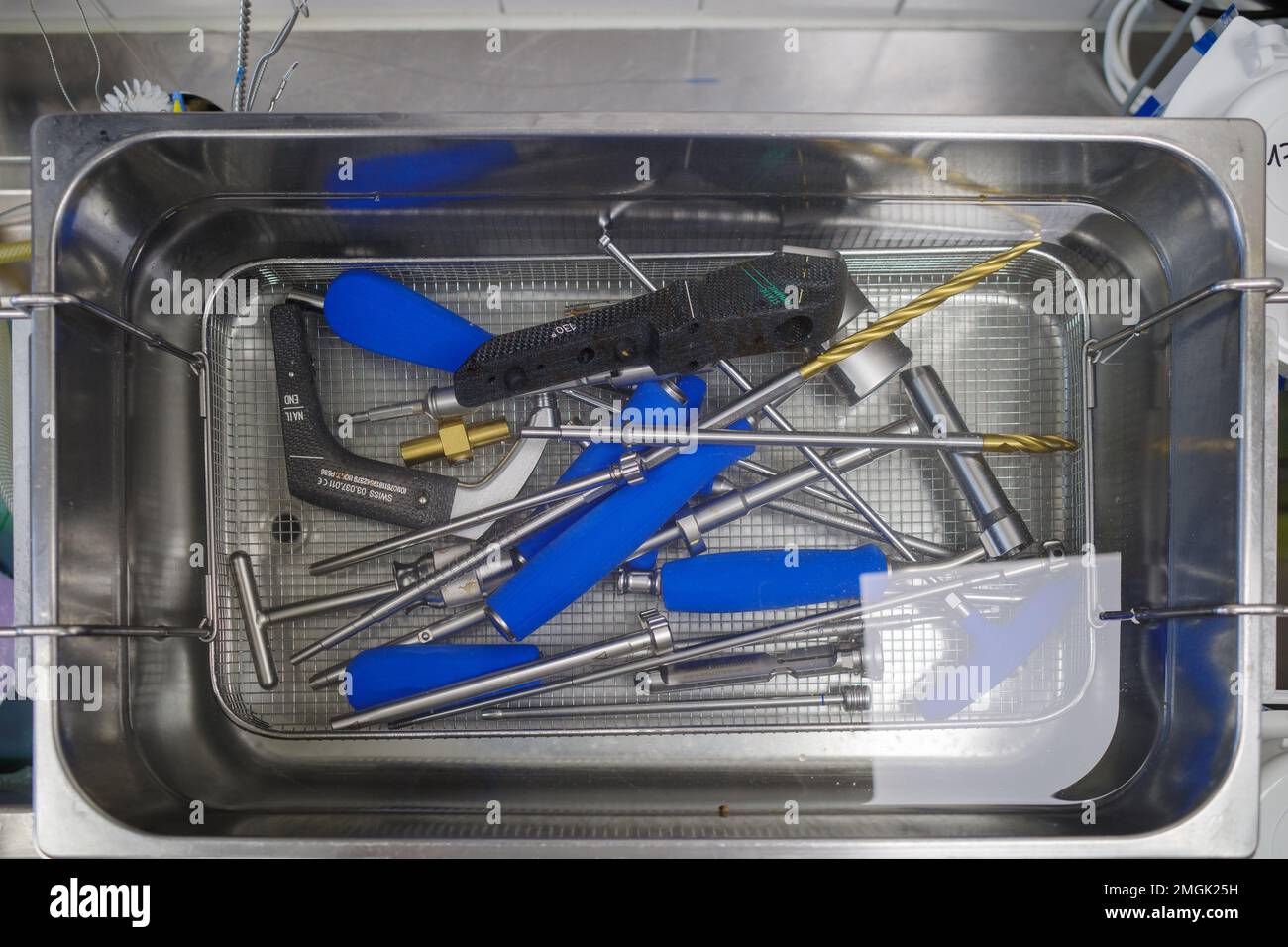 various surgical instruments are cleaned in an ultrasonic bath Stock ...