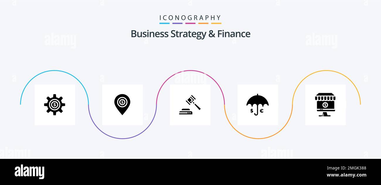 Business Strategy And Finance Glyph 5 Icon Pack Including insurance ...