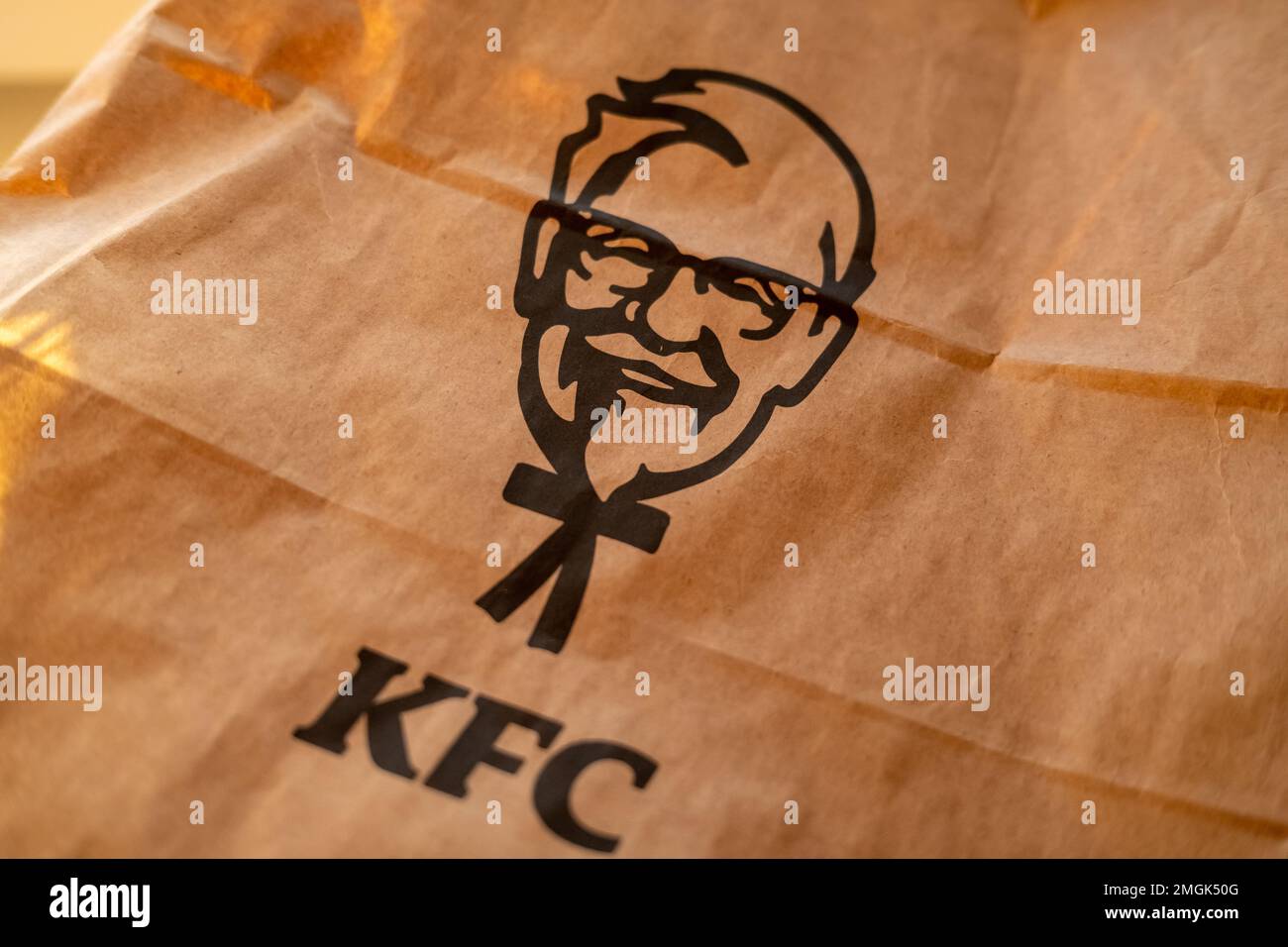 VLADIVOSTOK, RUSSIA - JANUARY 10, 2023: KFC logo on paper bag Stock ...