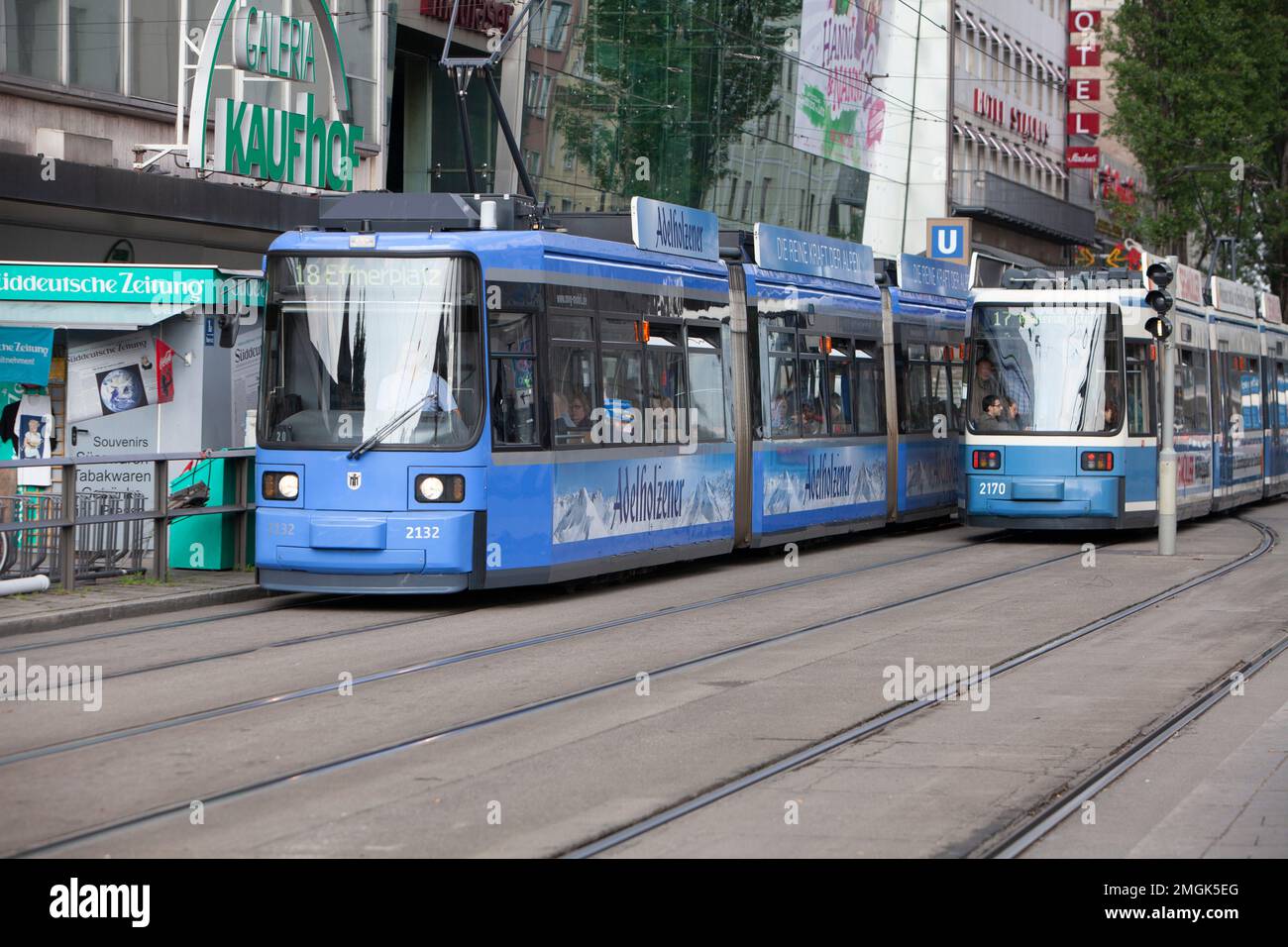 trams running through the city of Munich Stock Photo - Alamy