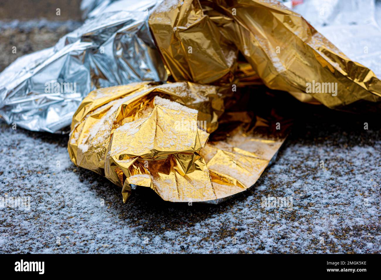 Hanover, Germany. 26th Jan, 2023. A rescue blanket lies on the premises ...