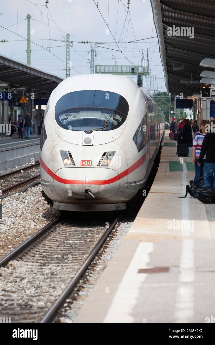 High speed train at Pasing station in Germany Stock Photo - Alamy