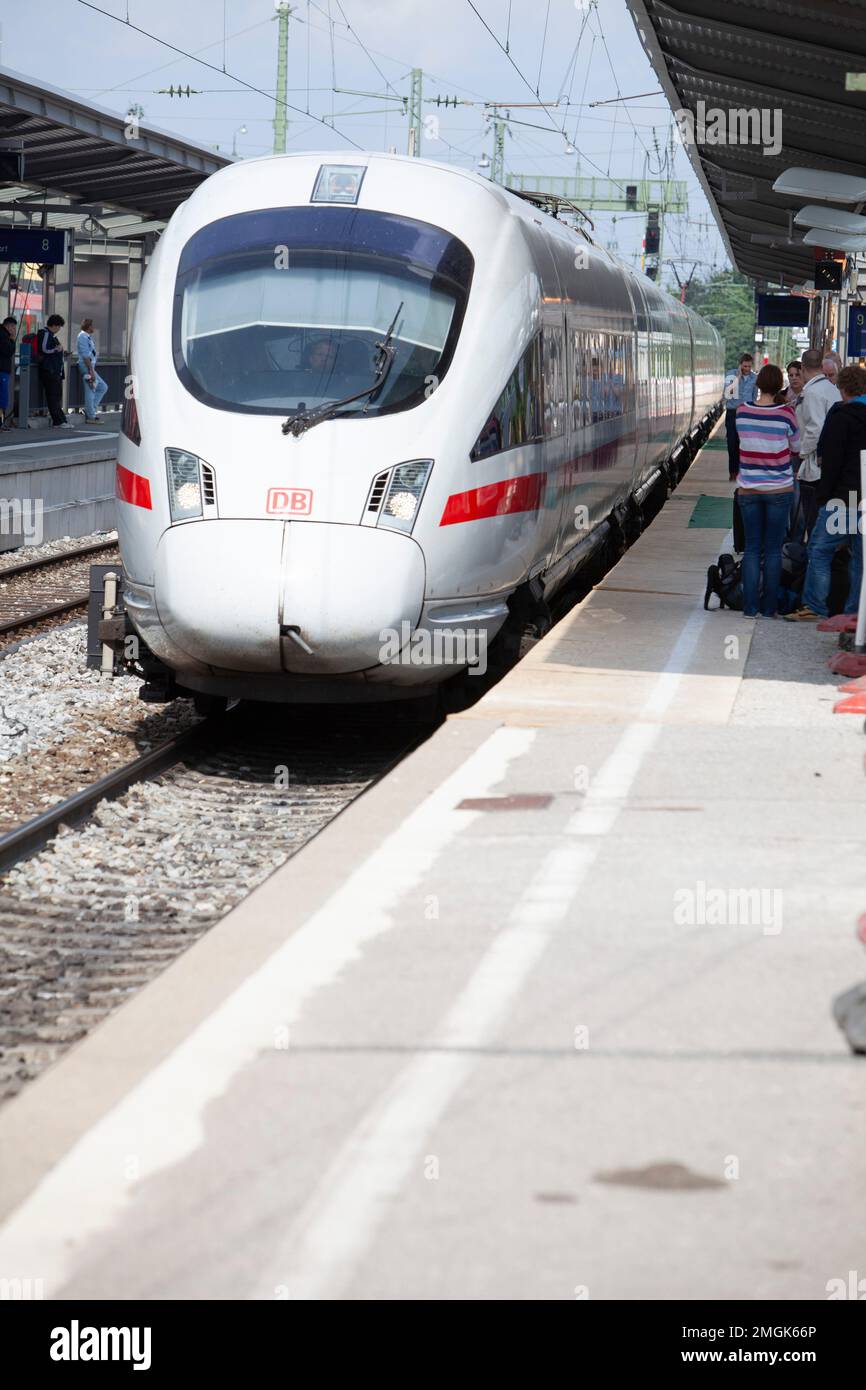 High speed train at Pasing station in Germany Stock Photo - Alamy