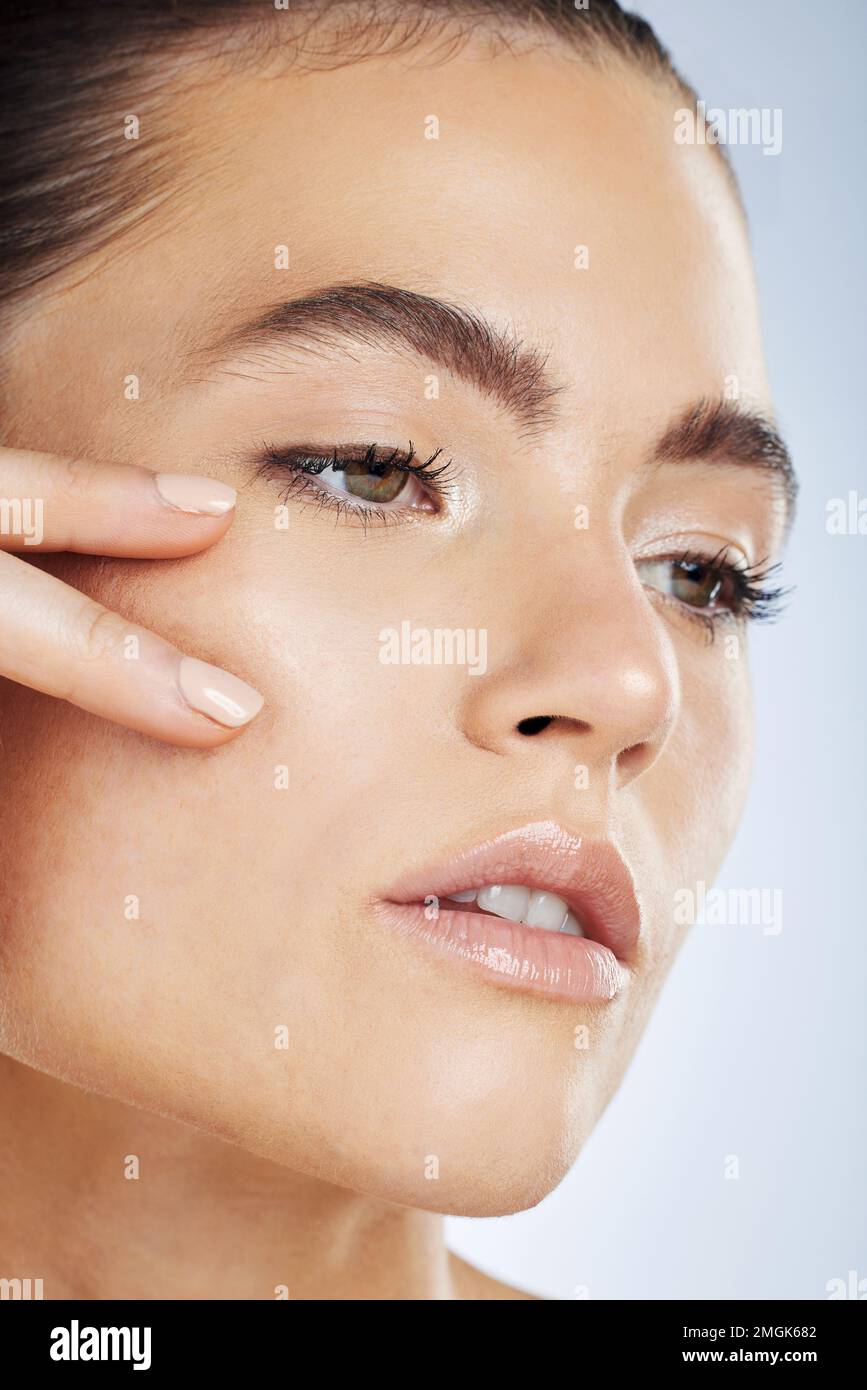 Beauty, face skincare or relax woman with natural makeup, facial ...