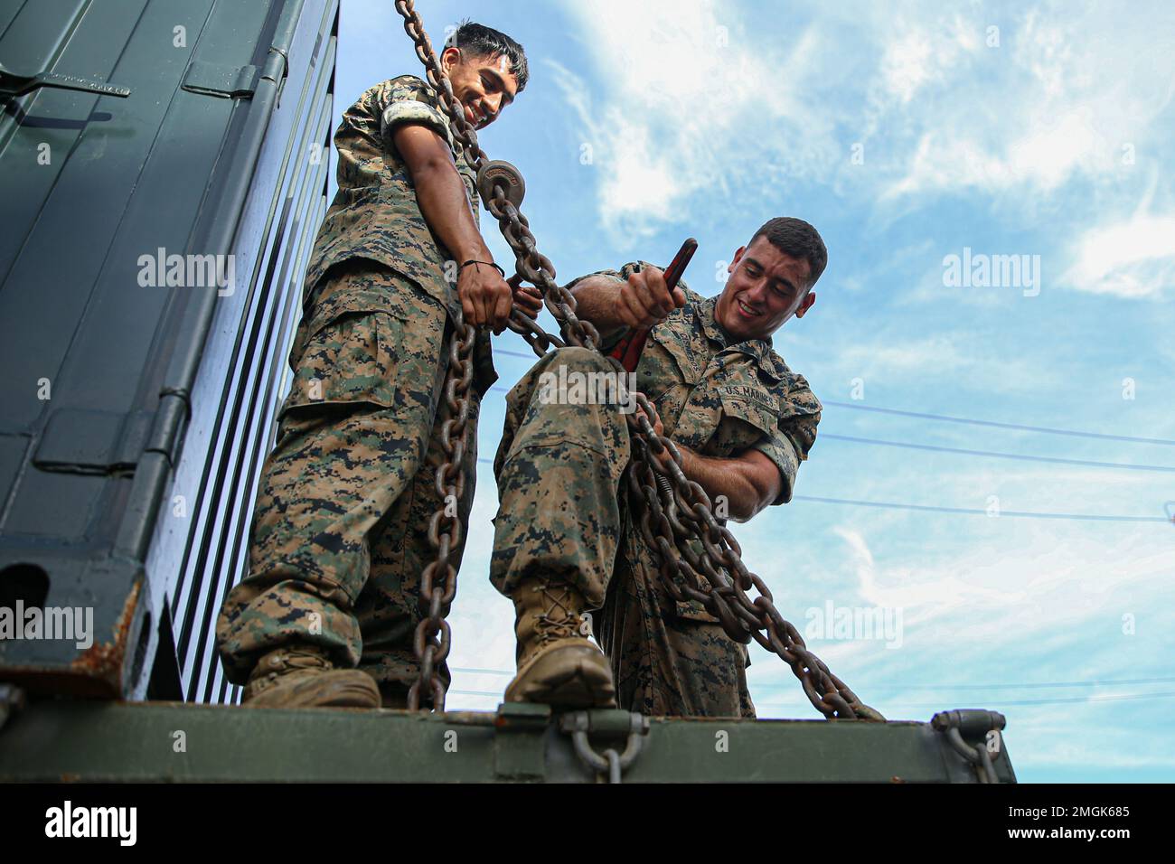 U.S. Marine Corps Pfc. Favian Castanedarivera, left, and Pfc. Jose ...