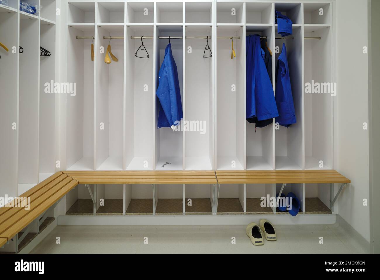 in the operating room locker room hang some blue tunic Stock Photo - Alamy
