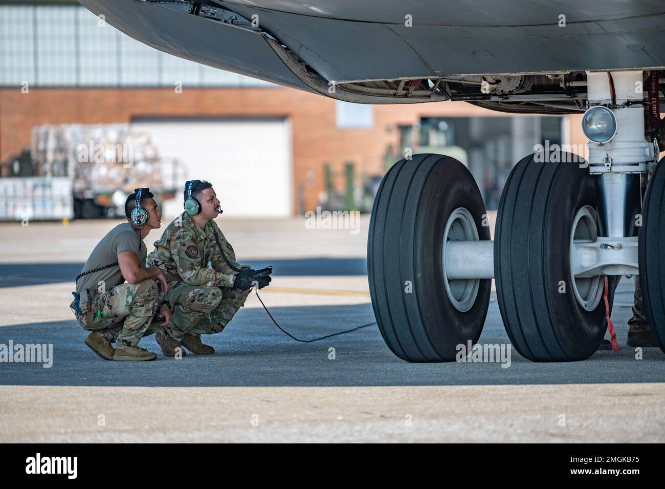 U.S. Air Force Tech. Sgt. Dominic Thibodeaux, left, 22nd Airlift ...