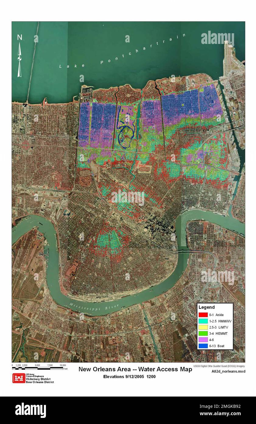 Water Access Maps - 26-HK-293-2. Shows water depth in New Orleans ...